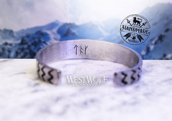 Viking Lightning Wave Line Pattern Bracelet - Thick Metal Torc – West ...