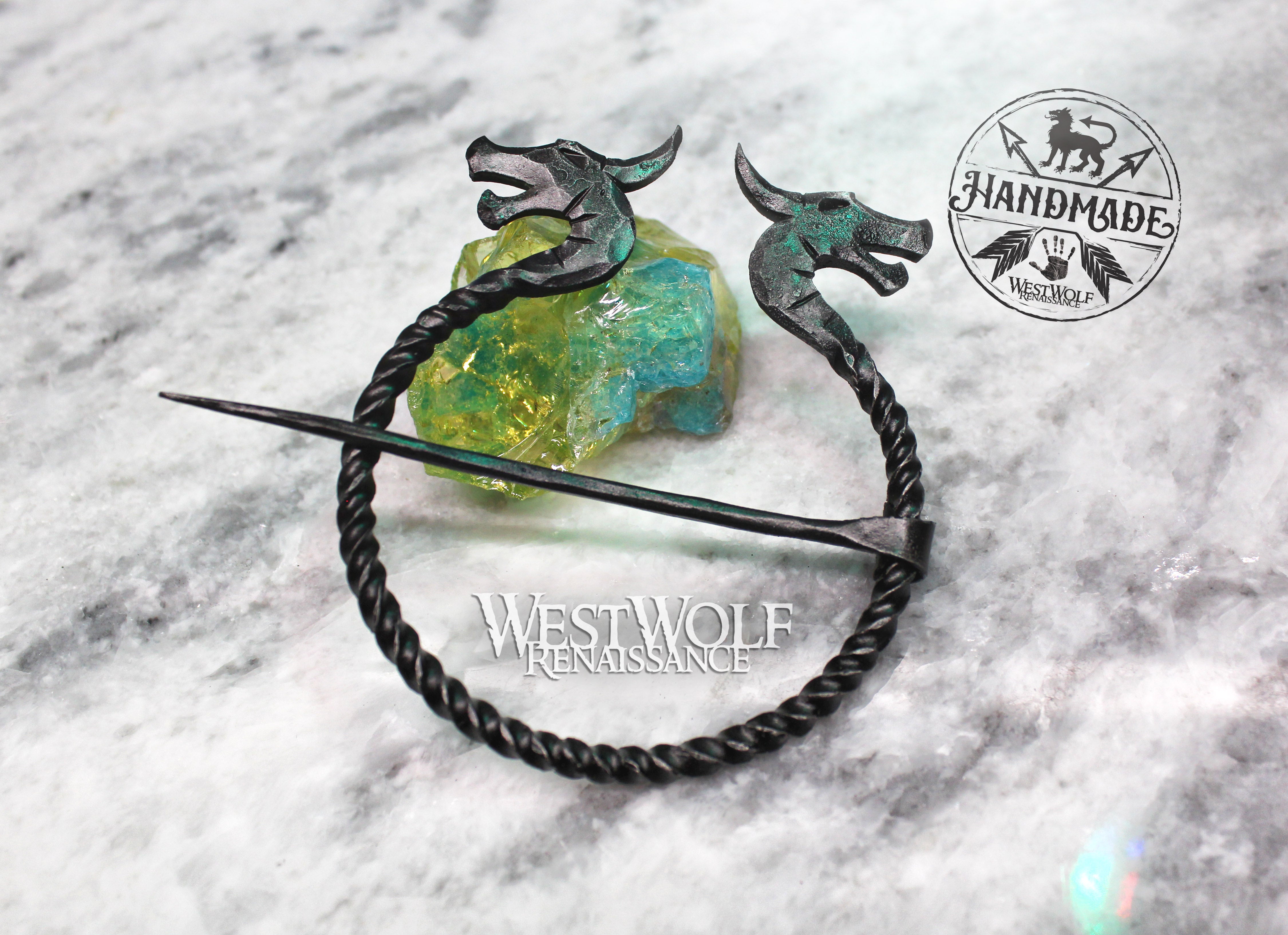 Hand-Forged Viking Dragon Head Brooch with 2 Size Options – West Wolf ...
