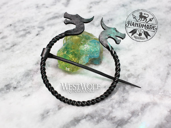 Hand-Forged Viking Dragon Head Brooch with 2 Size Options – West Wolf ...