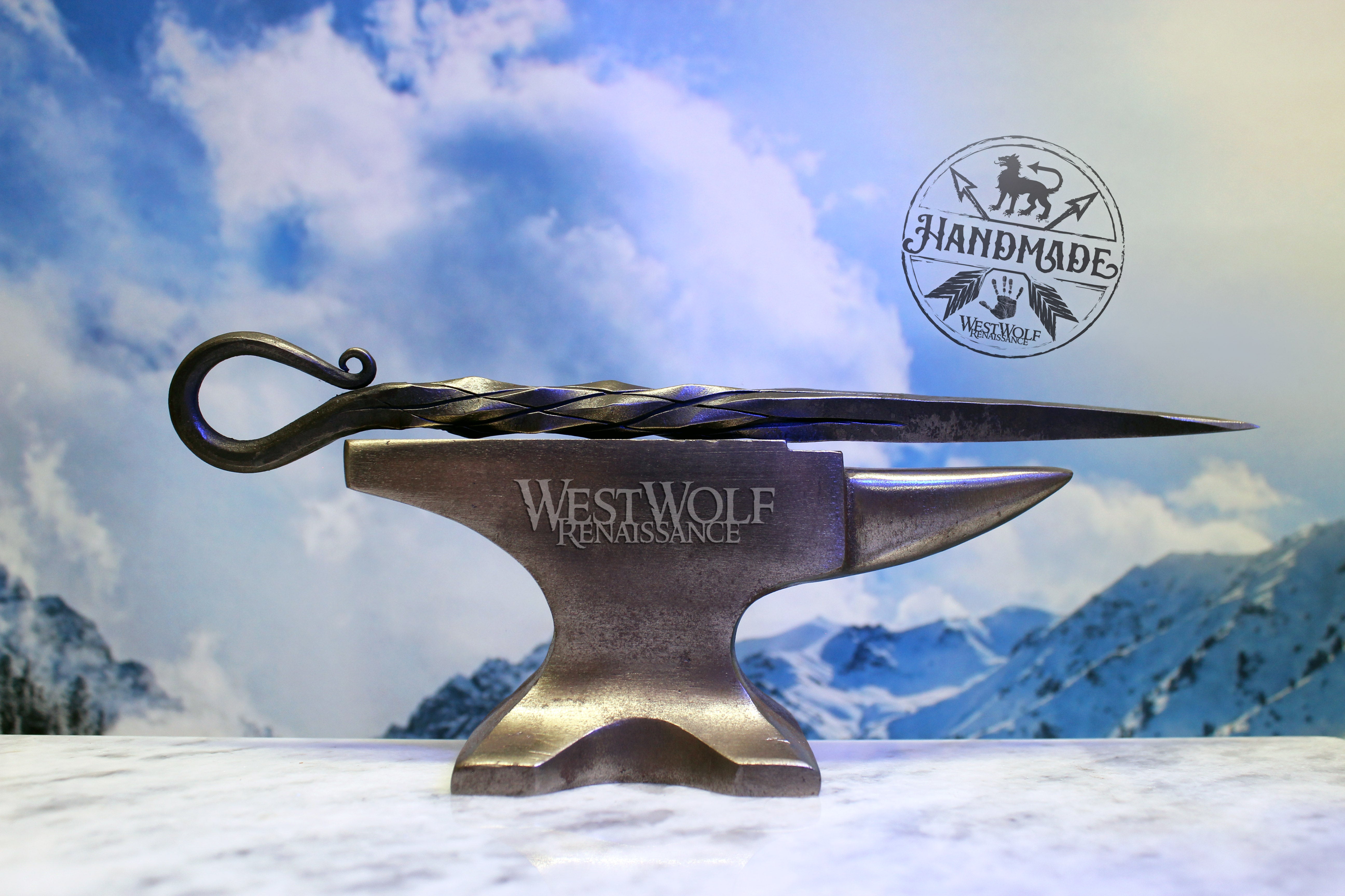 Forged Steel Functional Ice Pick or Dining Skewer with Curled Loop End ...