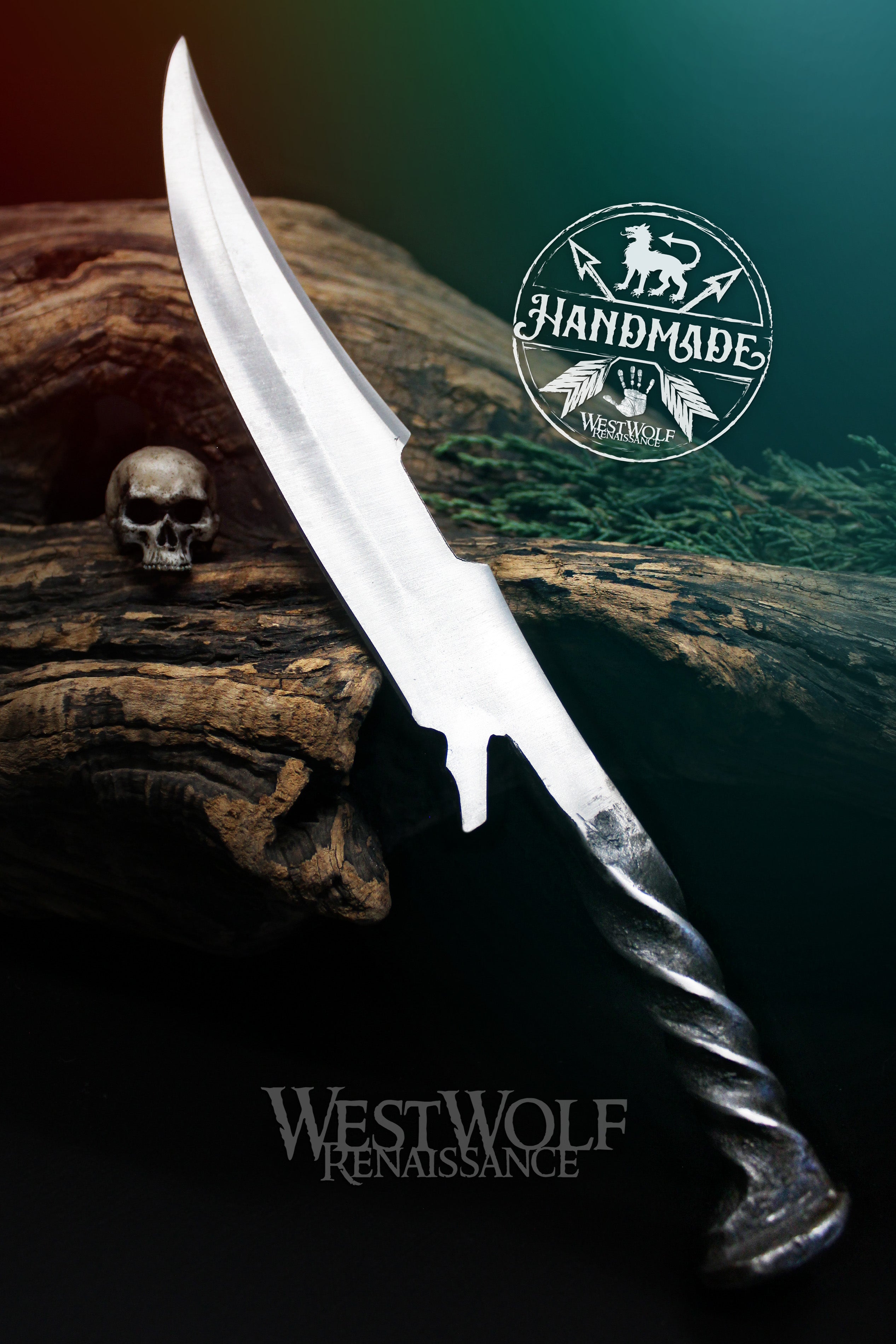 Hand-Forged Steel Railroad Spike Knife with Twisted Handle - Large Ame ...