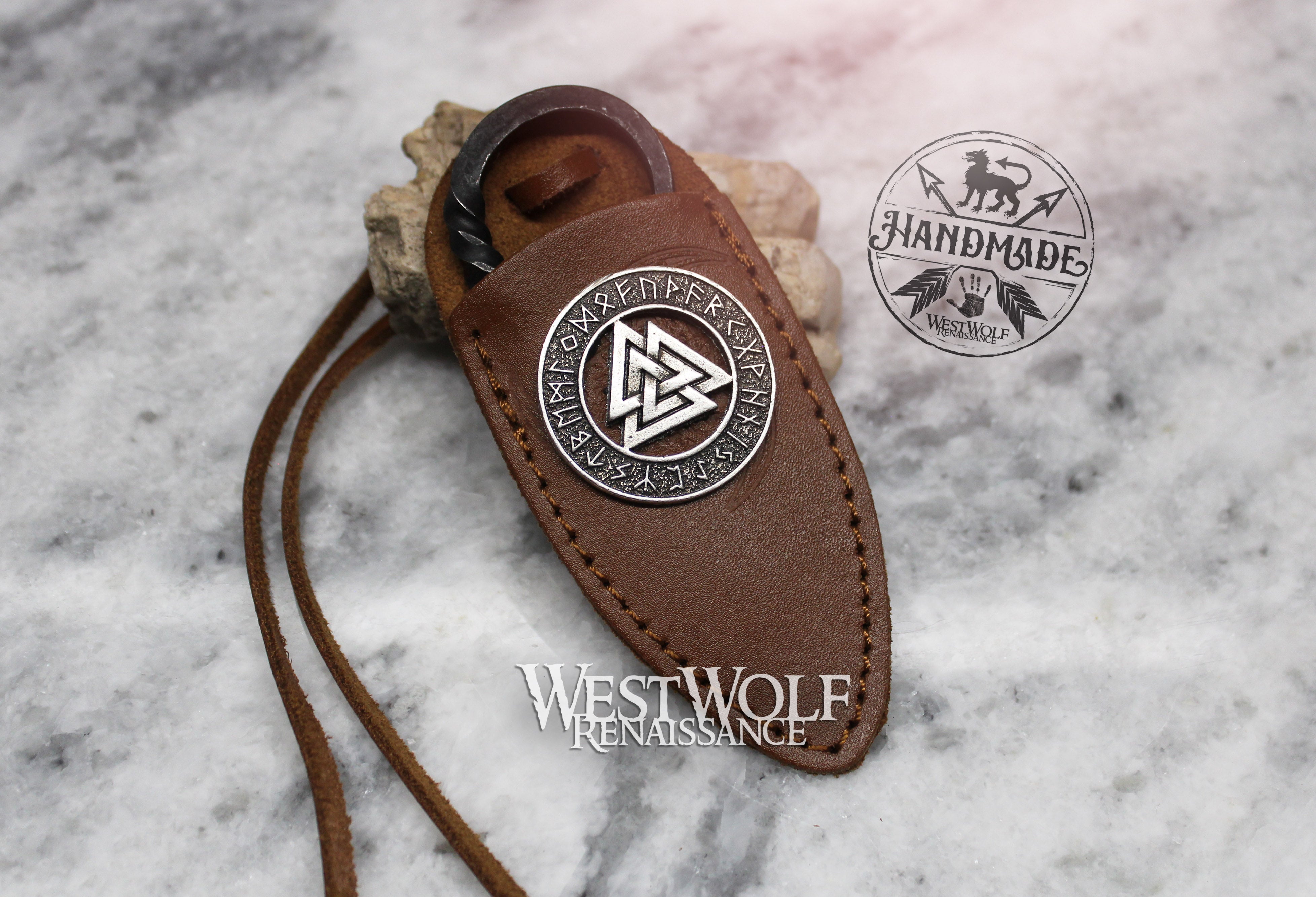 Small Hand-Forged Functional Viking Knife Necklace with Leather Sheath ...