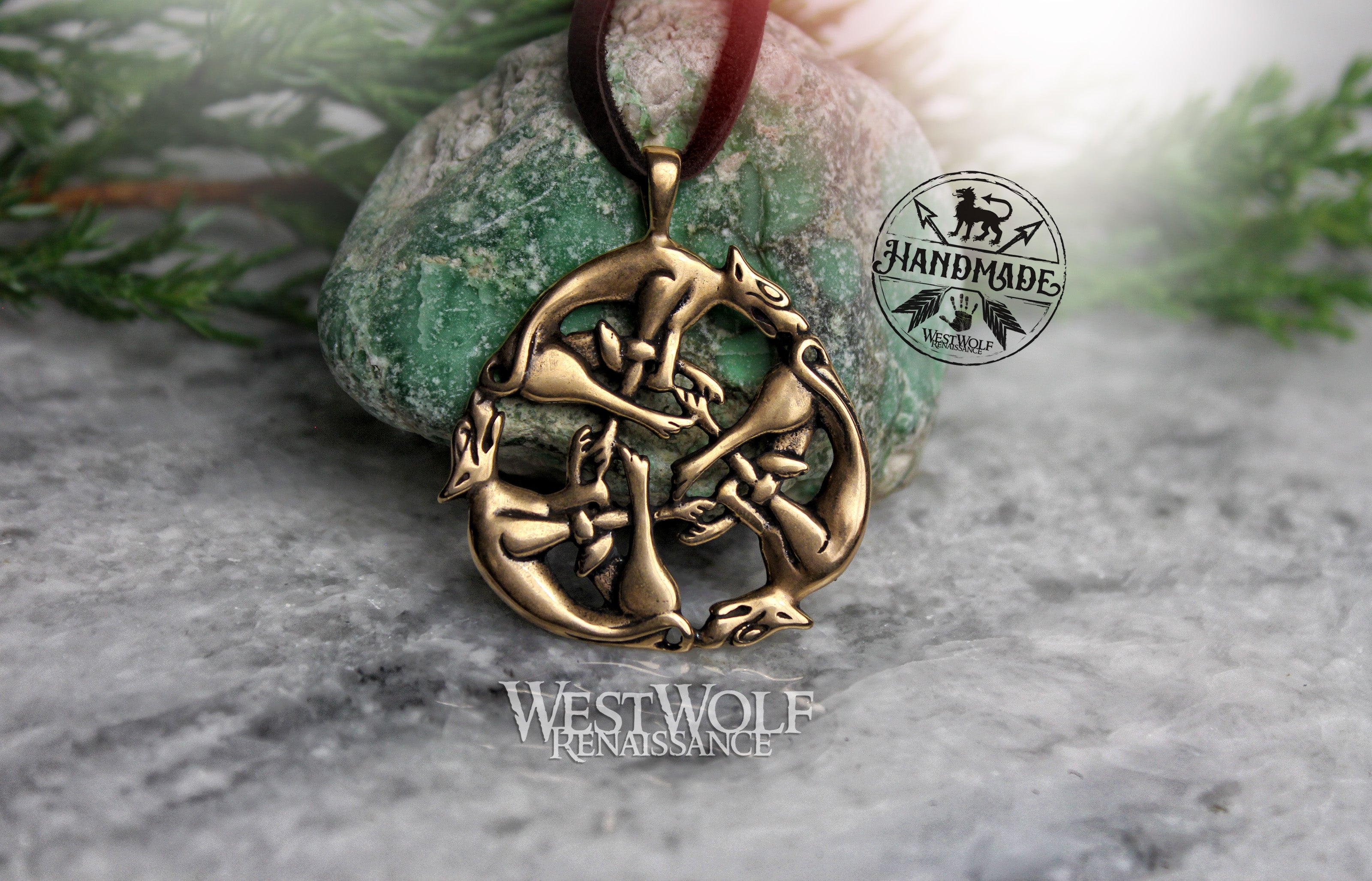 Celtic Wolves Knot Pendant - Solid Bronze – West Wolf Renaissance