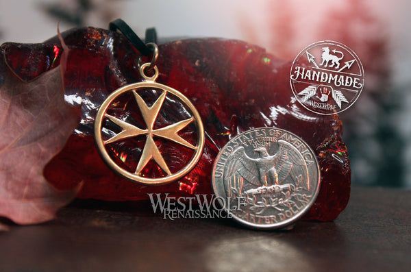 Small Bronze Cross Pendant - Maltese or Templar Circle Cross – West ...