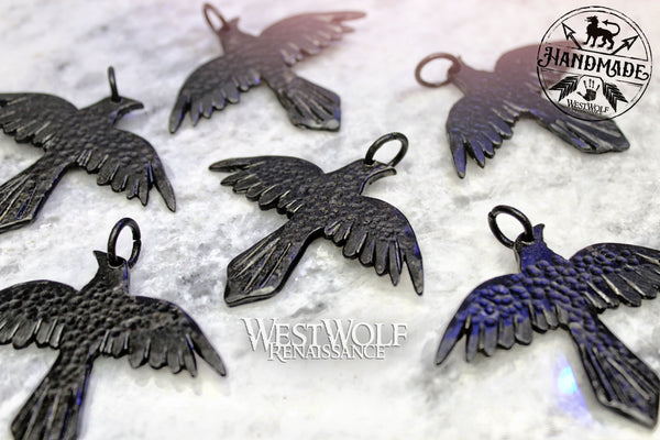 Hand-Forged and Hammered Black Raven Pendant - Blacksmith Made – West ...