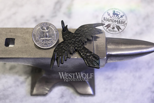 Hand-Forged and Hammered Black Raven Pendant - Blacksmith Made – West ...