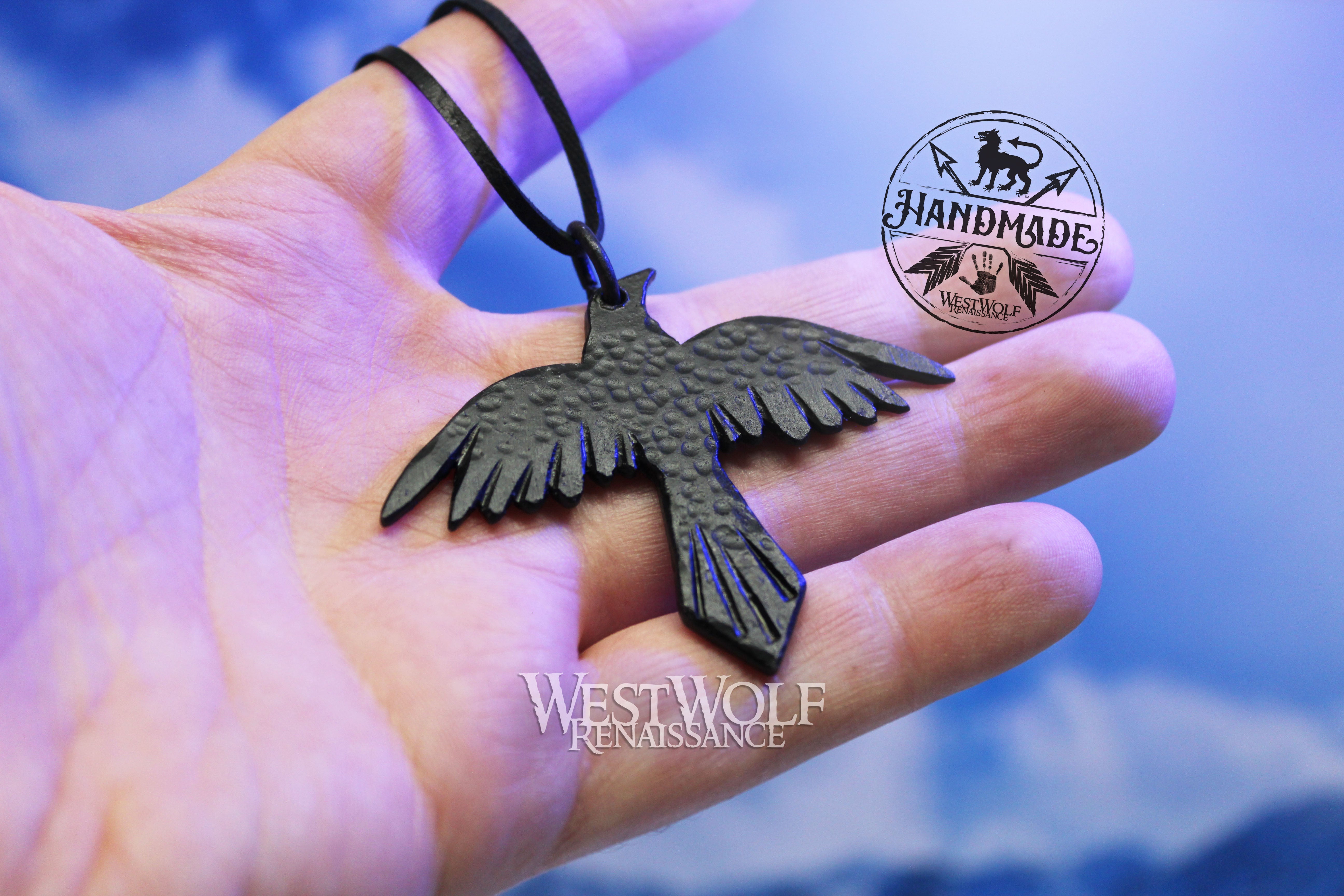 Hand-Forged and Hammered Black Raven Pendant - Blacksmith Made – West ...