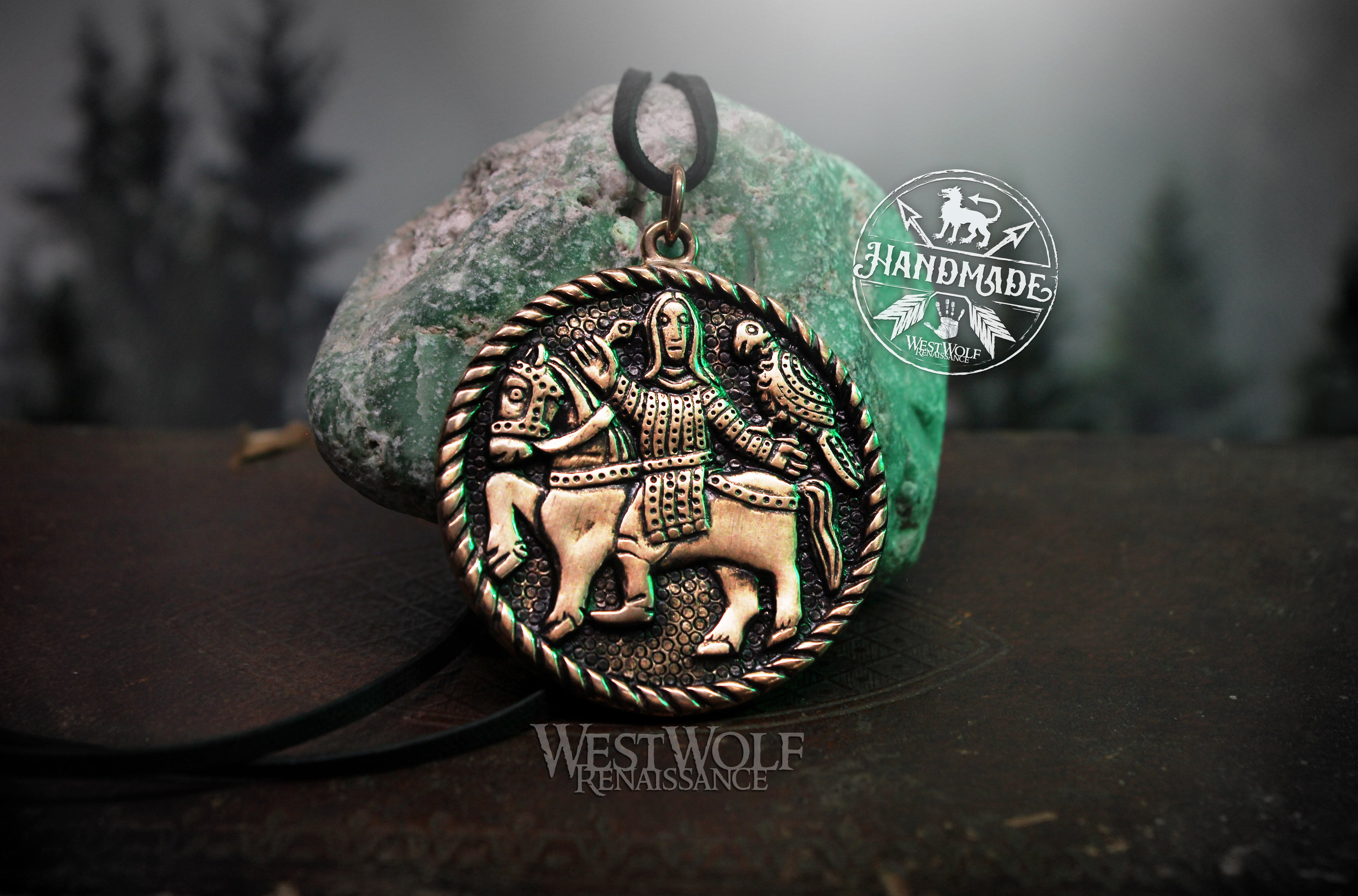 Medieval Falconry Pendant in Solid Bronze – West Wolf Renaissance