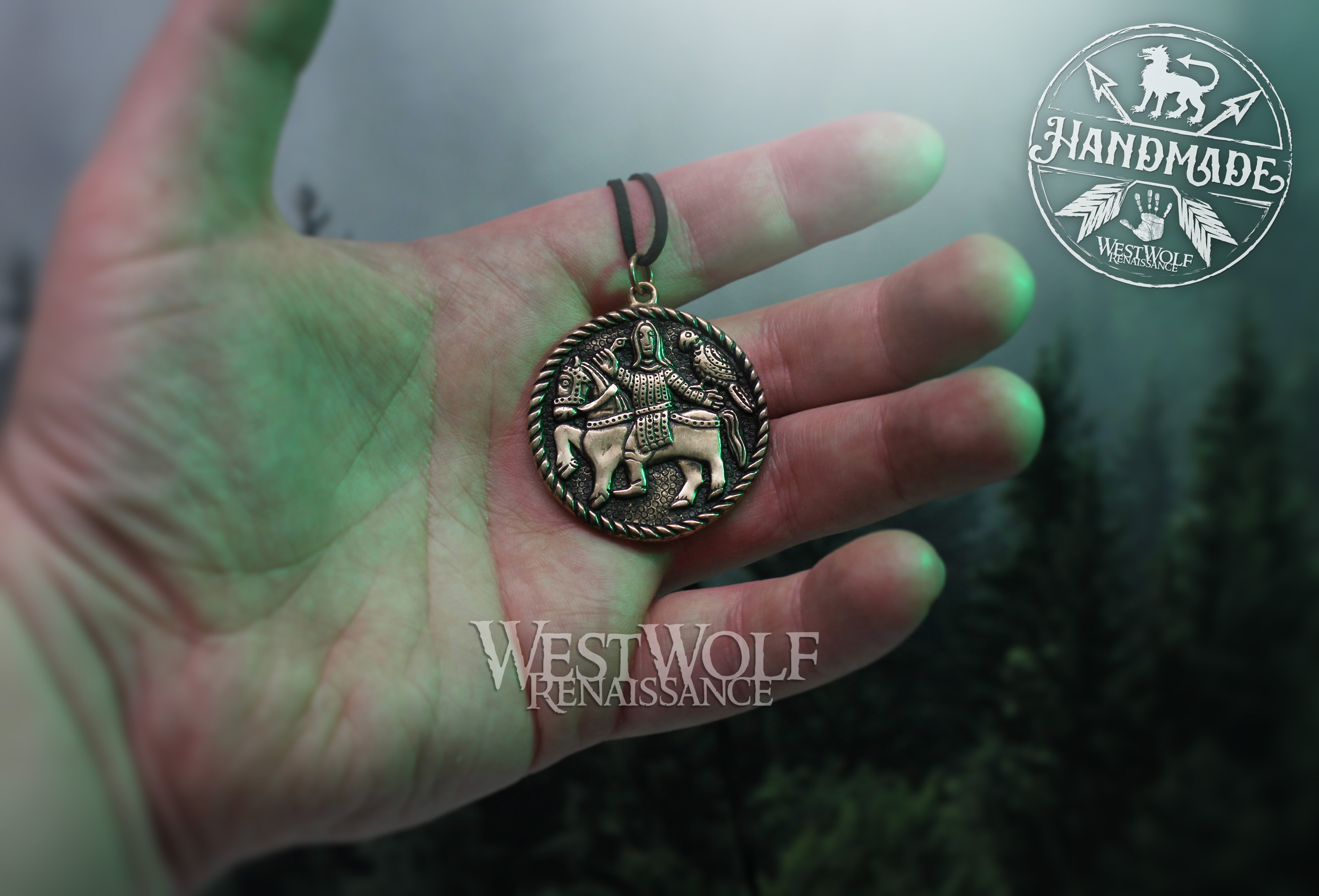 Medieval Falconry Pendant in Solid Bronze – West Wolf Renaissance