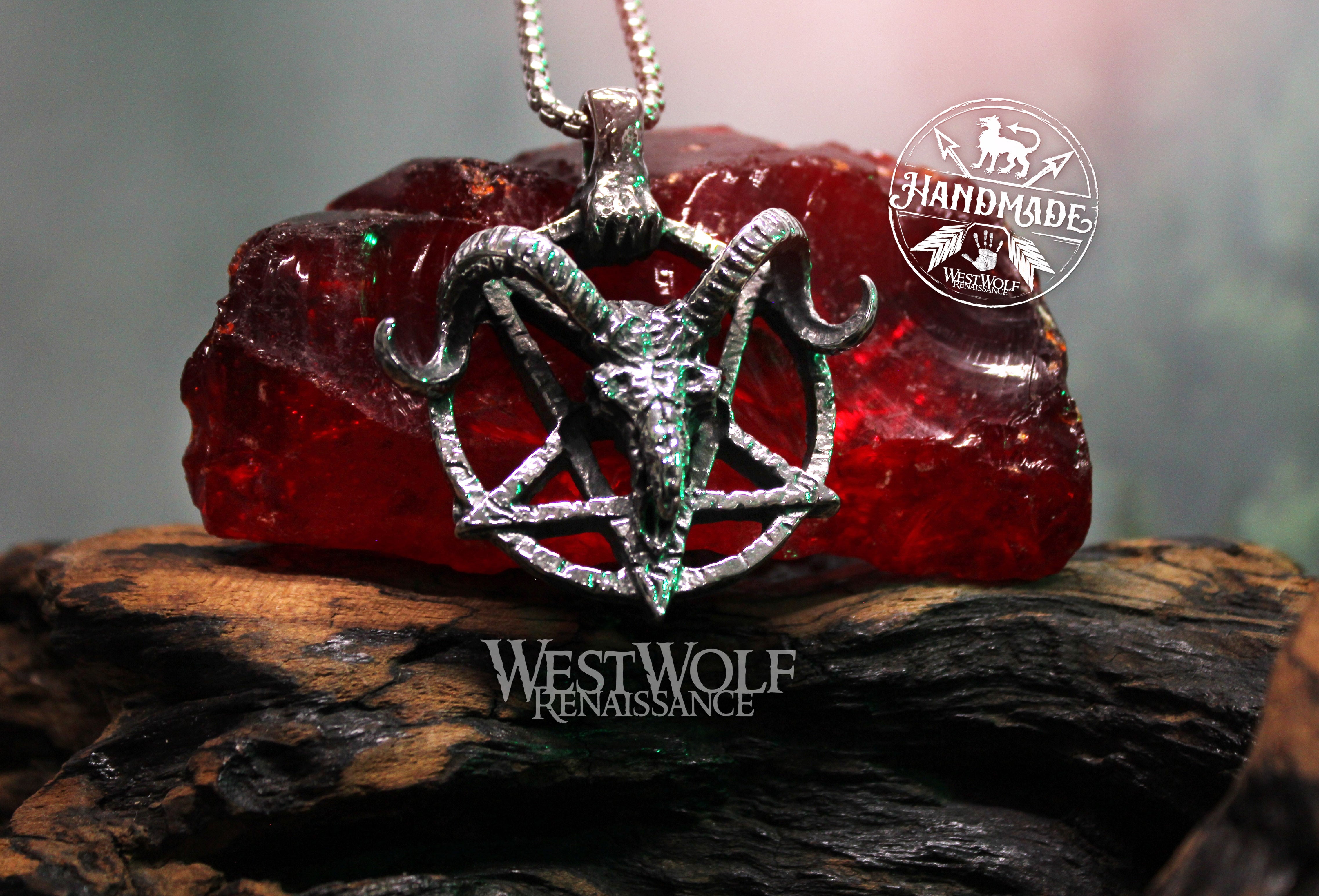 Death Metal Pentagram Symbol Pendant with Baphomet Goat Skull – West ...