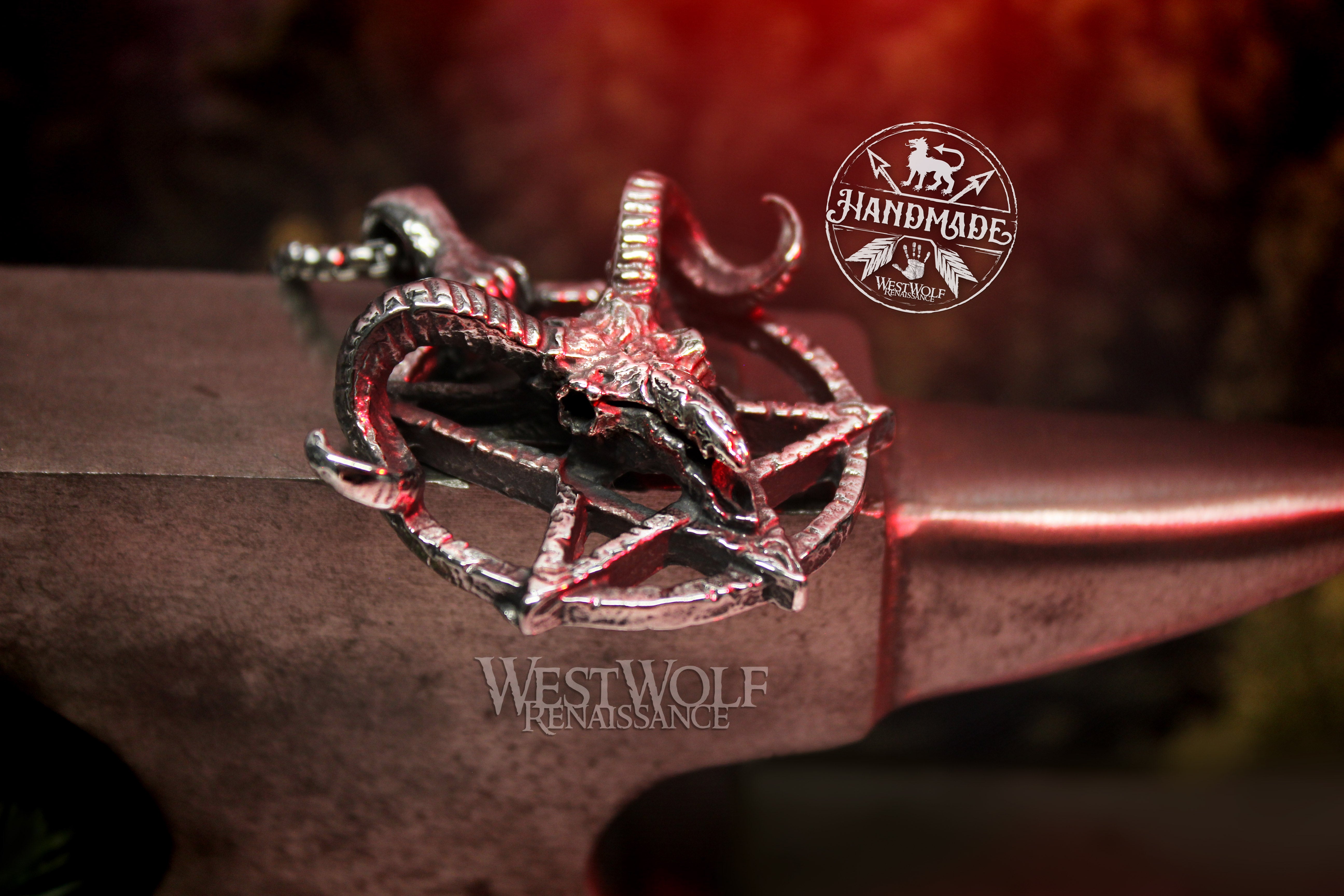 Death Metal Pentagram Symbol Pendant with Baphomet Goat Skull – West ...