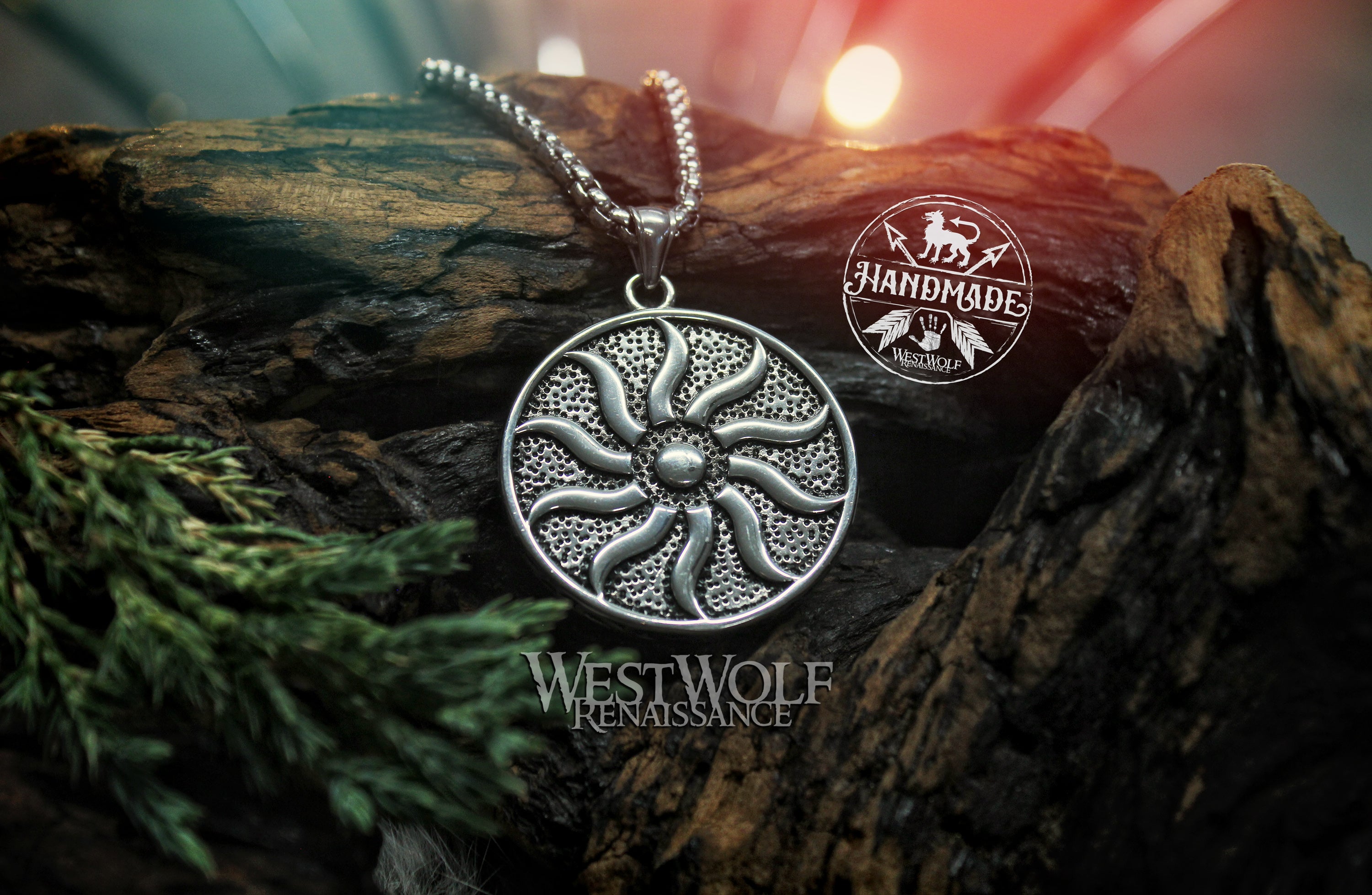 Slavic Sun Pendant with 24 inch Chain Necklace – West Wolf Renaissance