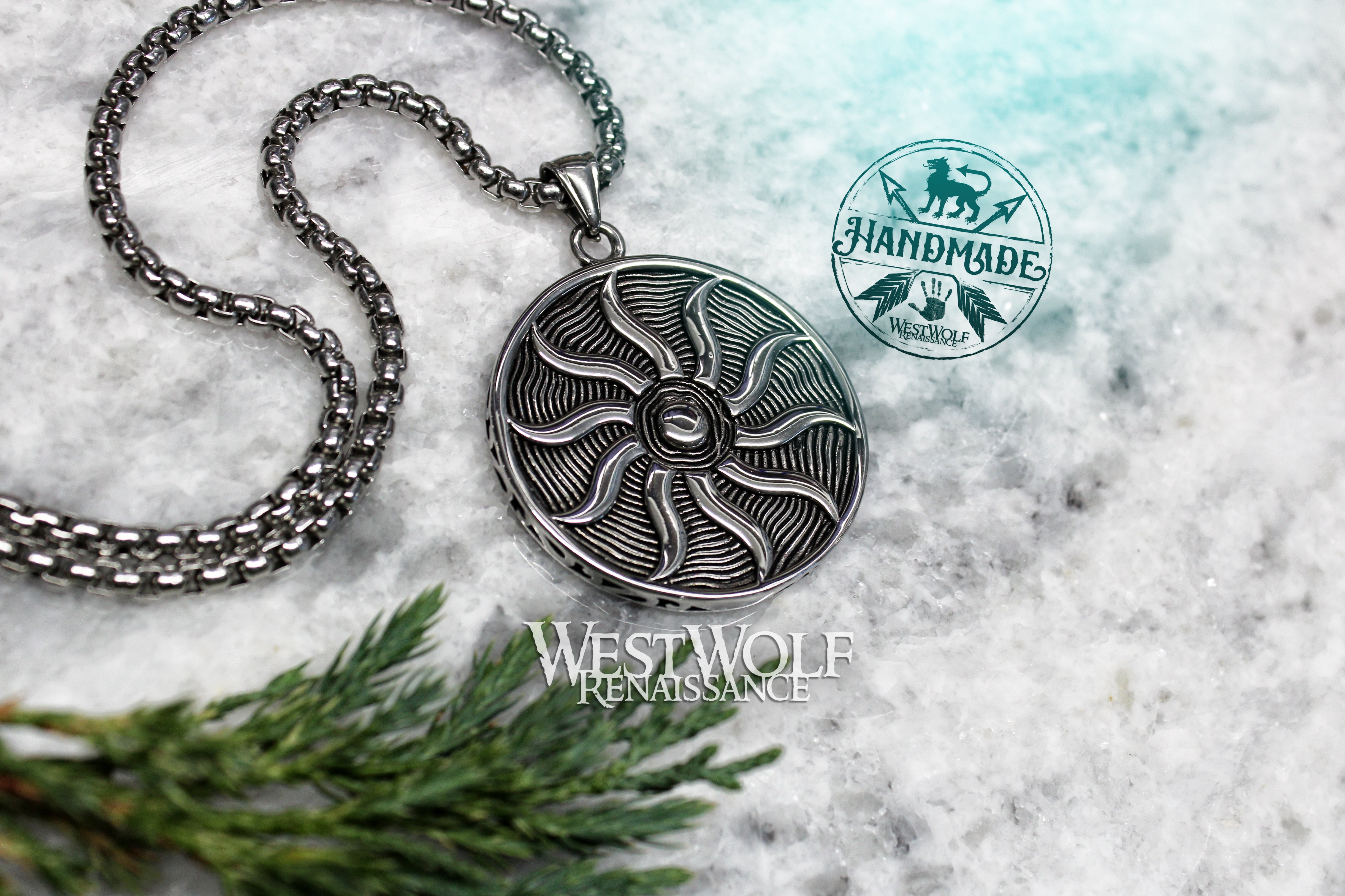 Slavic Sun Pendant with 24 inch Chain Necklace – West Wolf Renaissance