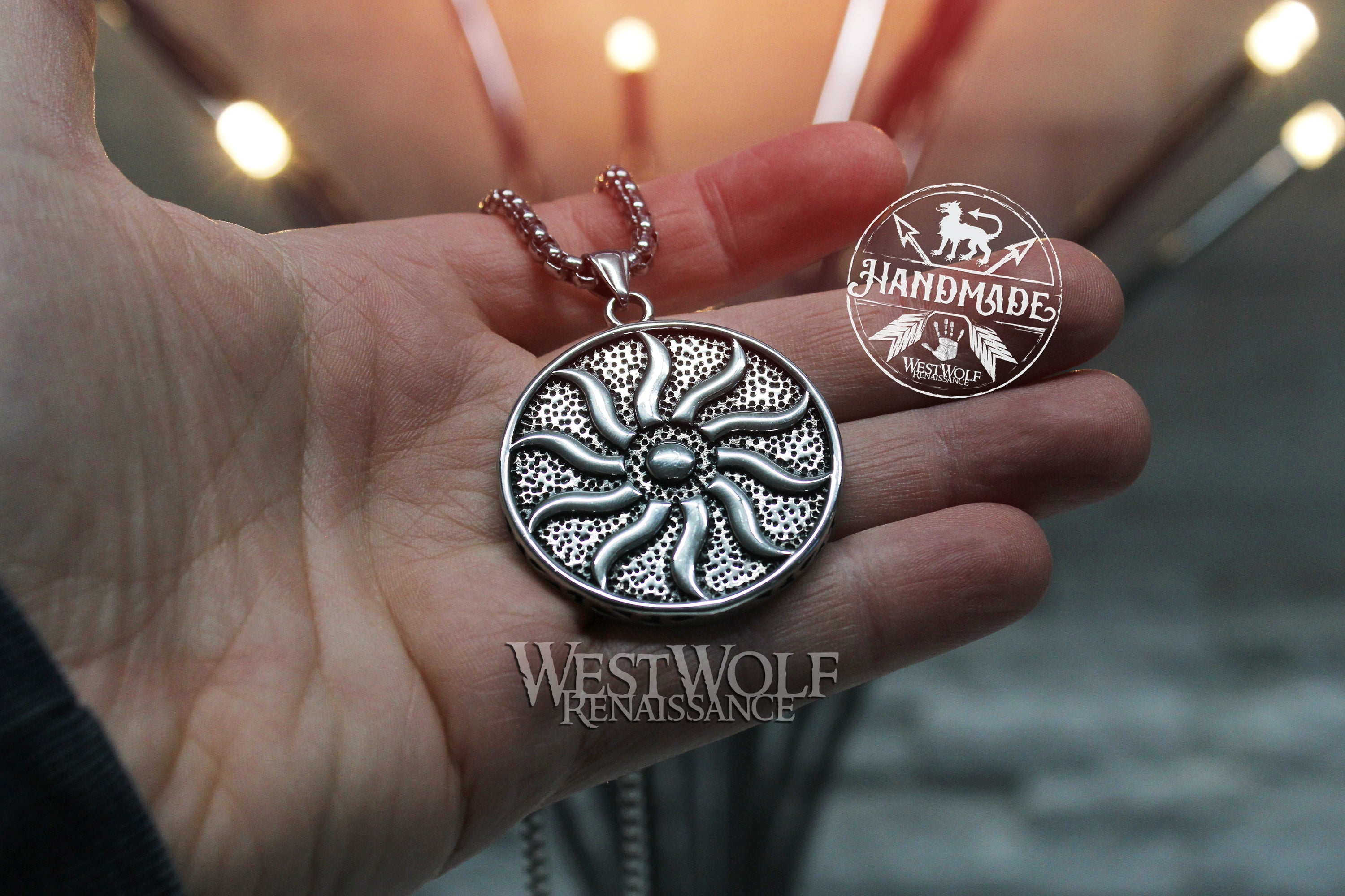Slavic Sun Pendant with 24 inch Chain Necklace – West Wolf Renaissance