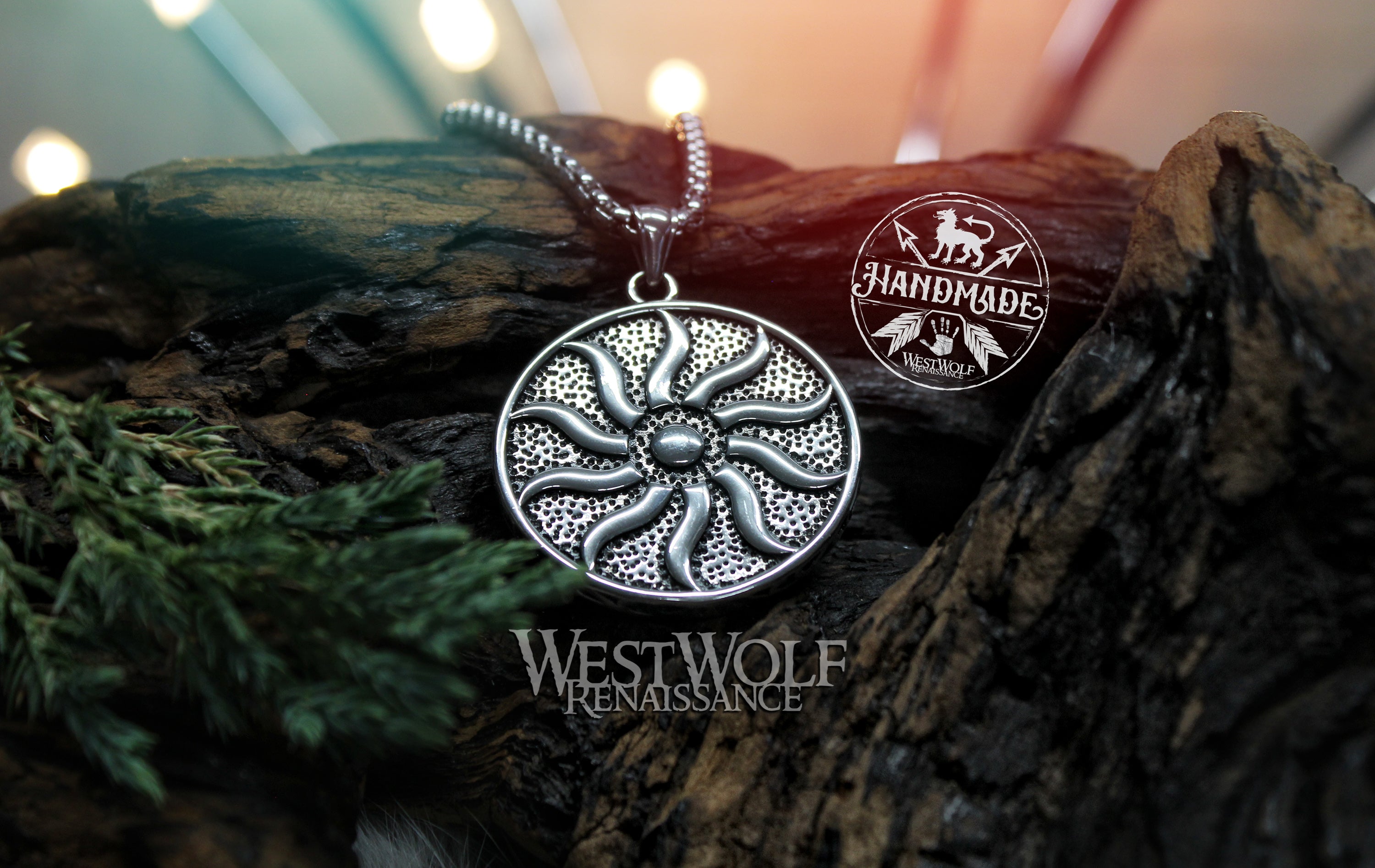 Slavic Sun Pendant with 24 inch Chain Necklace – West Wolf Renaissance