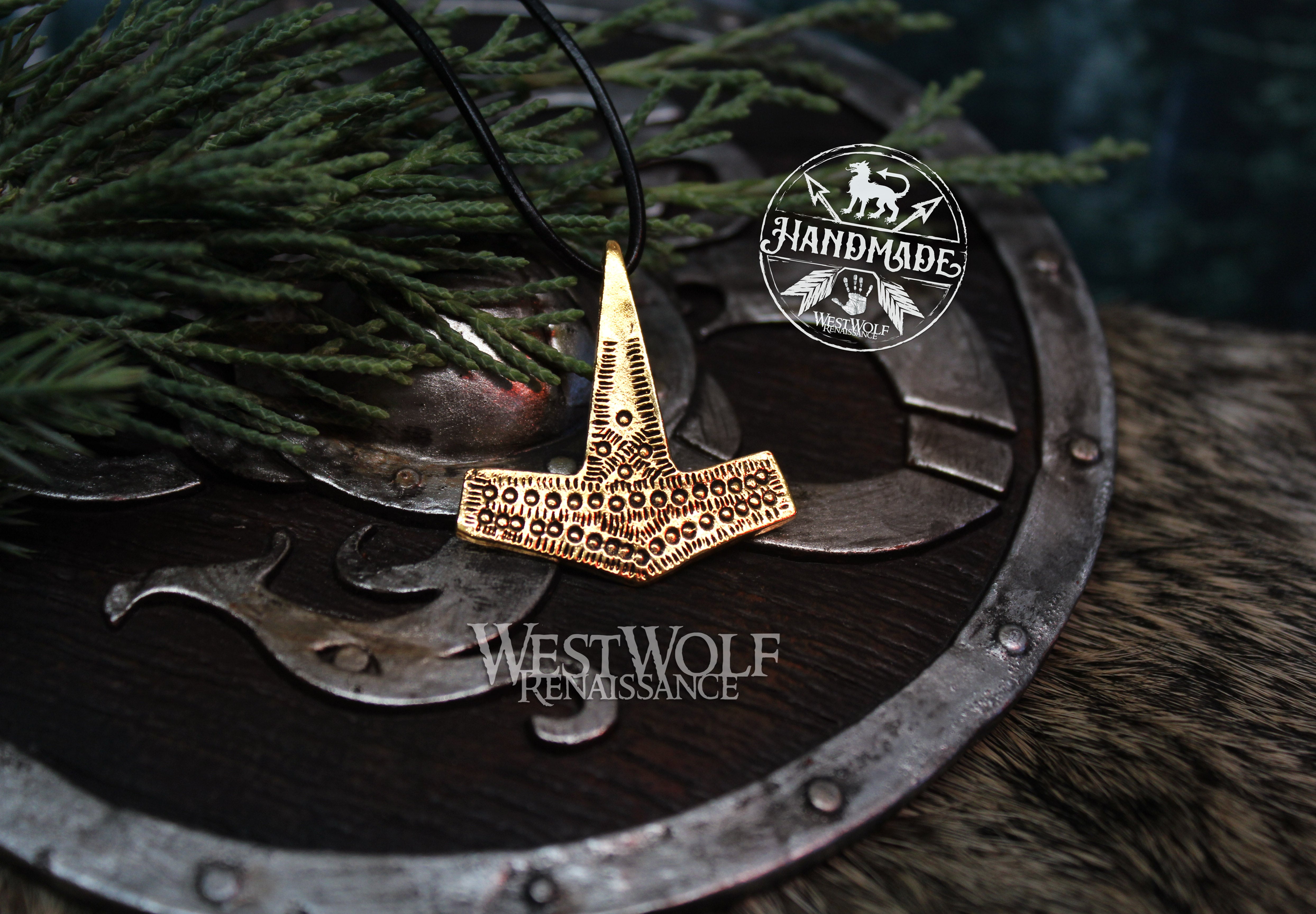 24k Gold-Plated Viking "Mjolnir" Thor Hammer Pendant – West Wolf ...