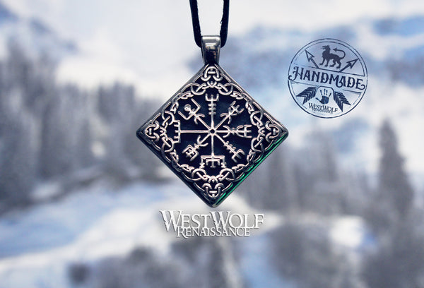 Viking Vegvisir "Wayfinder" Rune Symbol Pendant with Knotted Border ...