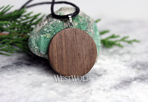 Viking "Lagertha" Shield Pendant - Algiz Design - Hand-Carved from Wal ...