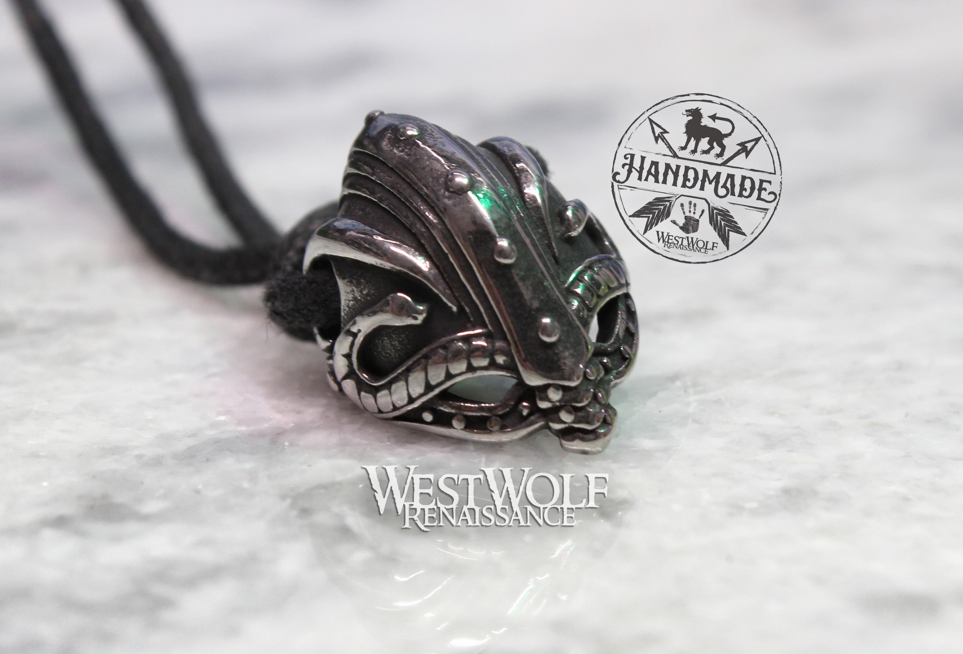 Small Viking Helmet Pendant - Norse Dragon Spectacle Helm Design – West ...