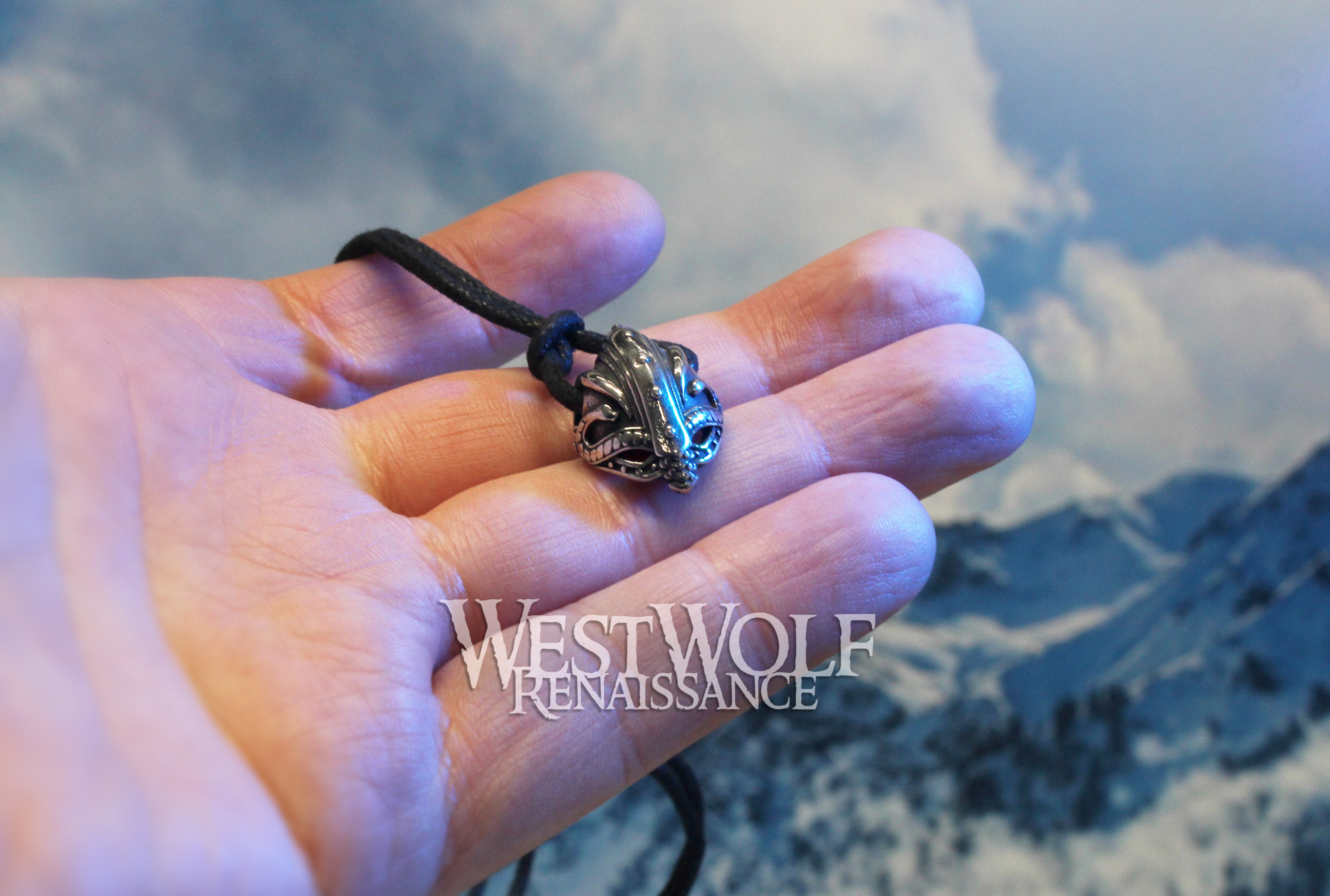 Small Viking Helmet Pendant - Norse Dragon Spectacle Helm Design – West ...