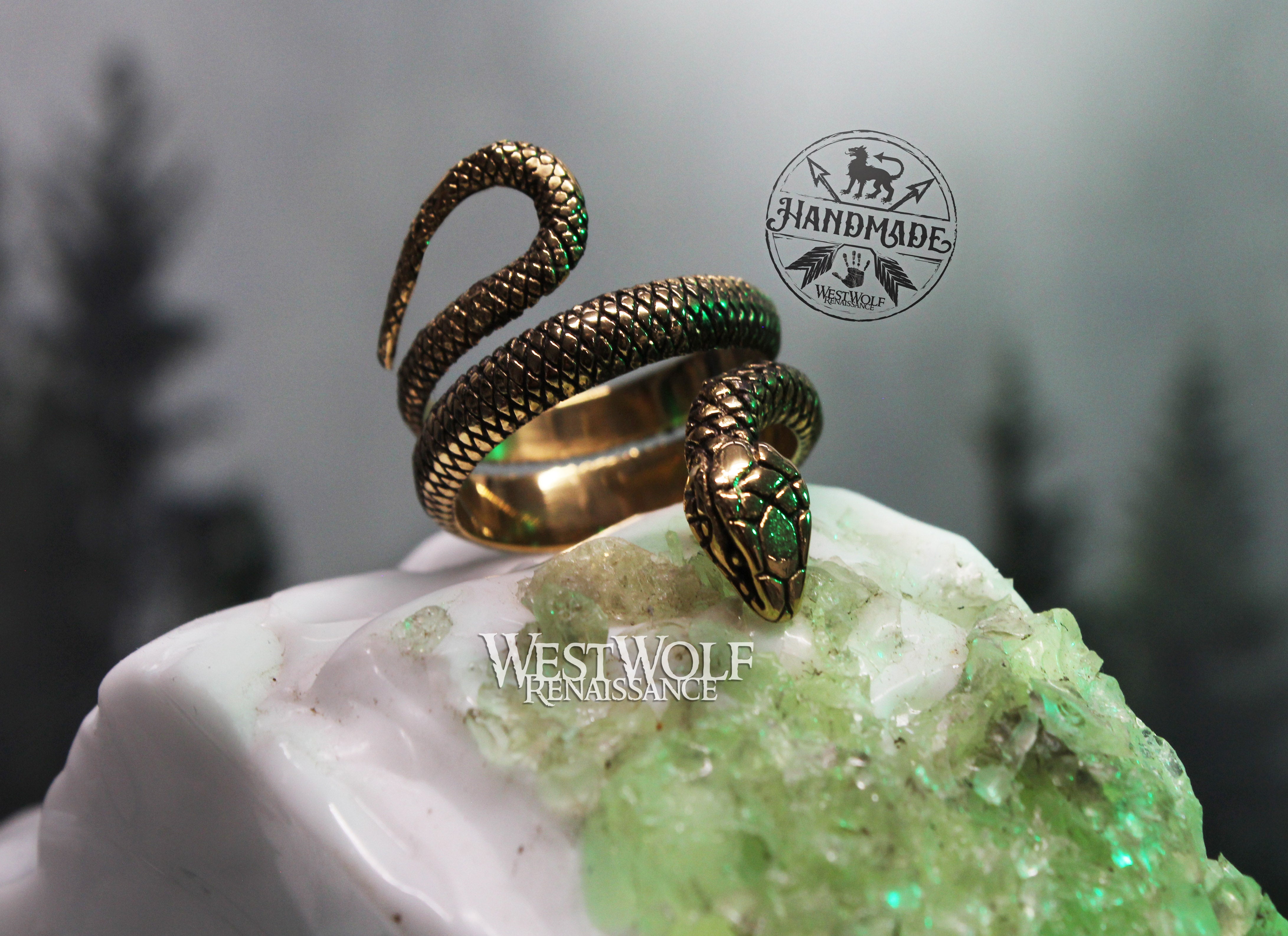 Coiled Snake Ring - US Sizes 6-12 with your choice of Black, Silver, o ...