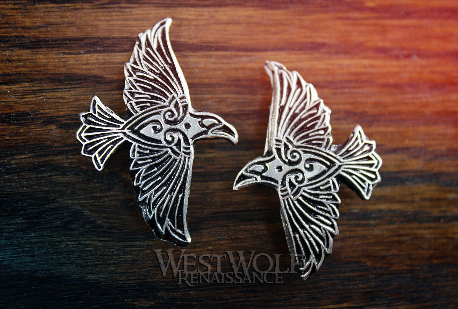 Celtic Viking Flying Raven Pin Made of Solid Pewter