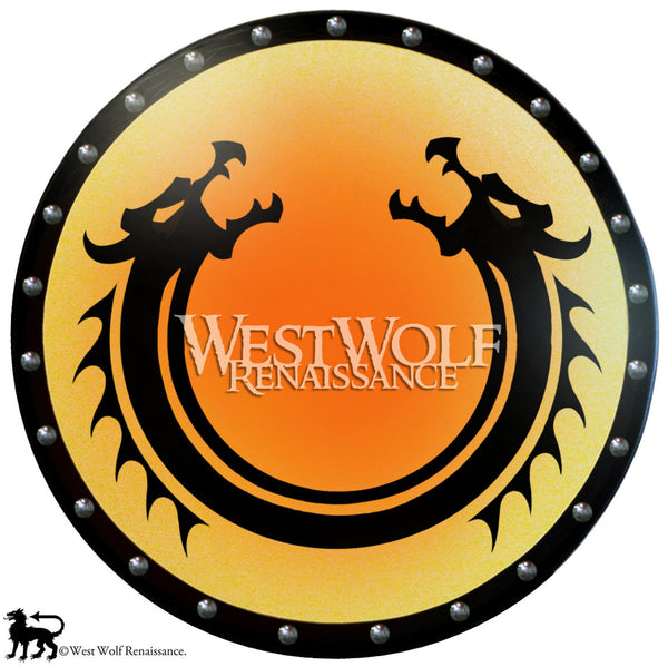 Round Viking Dragon Shield - Sunburst Background with No Center Boss ...