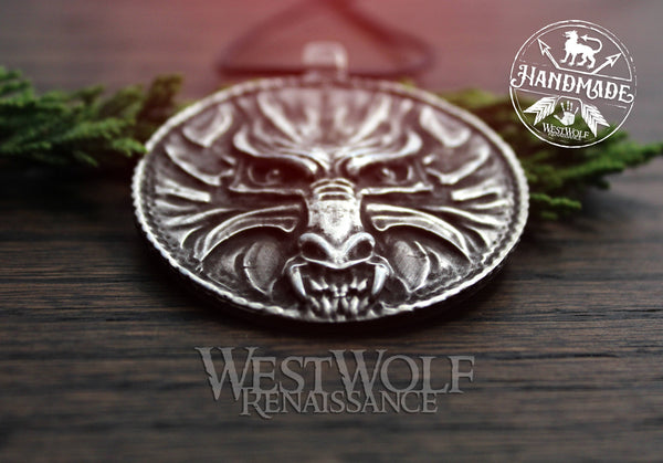 Silver WOLF Medallion Pendant / Talisman - Slavic Werewolf Amulet ...
