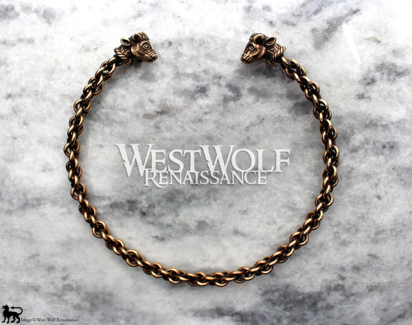 Celtic Bull's Head Torc - Solid Bronze – West Wolf Renaissance
