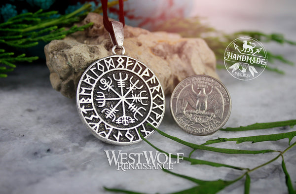 Viking Vegvisir "Wayfinder" Pendant - Runic Compass Symbol – West Wolf ...